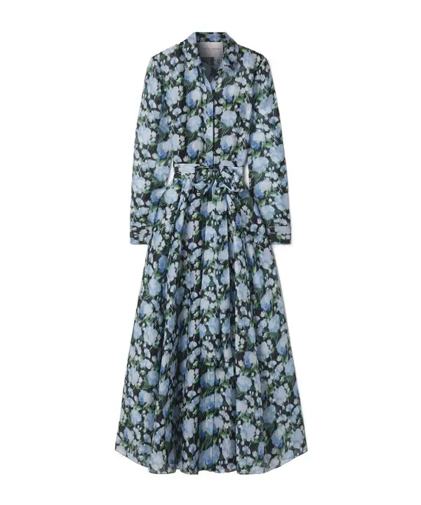 Carolina Herrera Belted Floral-print Silk-organza Midi Shirt Dress - No