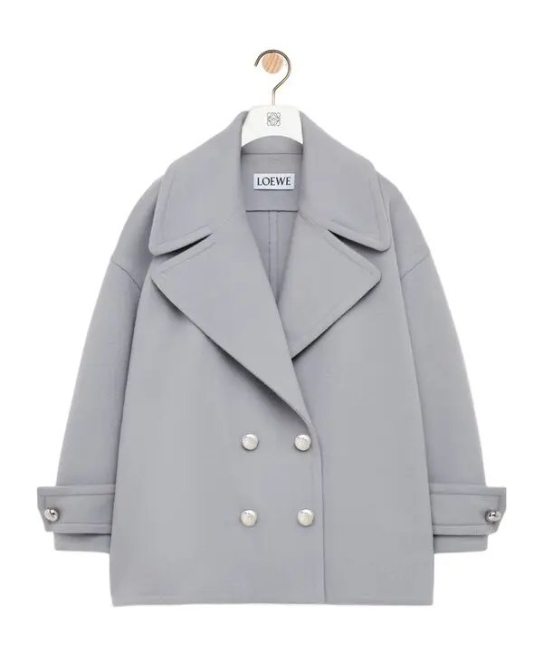 Loewe Double-breasted Short Peacoat - Grey