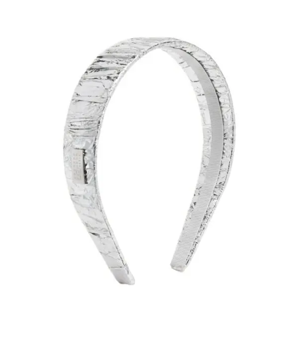MAISON MARGIELA Logo Plaque Metallic Headband - White
