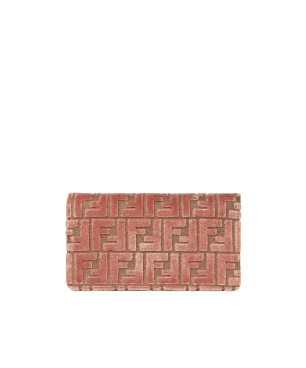 Fendi Ff Jacquard Velvet Wallet - Pink
