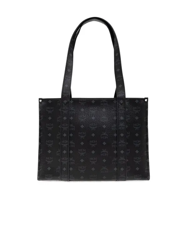 Mcm Aren Monogram Large Tote Bag - Black