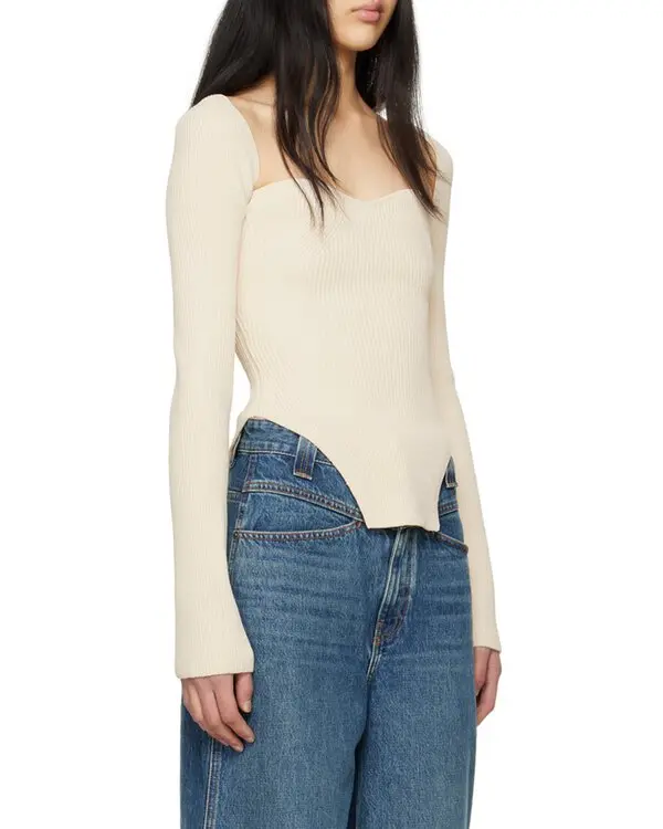 Khaite Maddy Ribbed Bustier Top - White