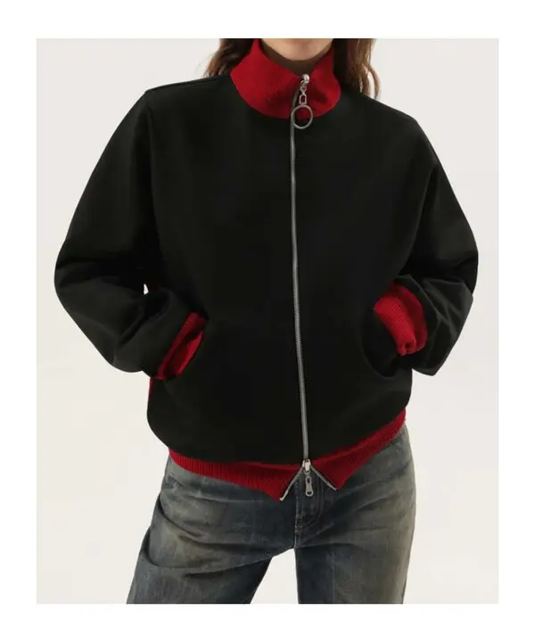 1989 STUDIO Ribbed Collar Zip-up Coat