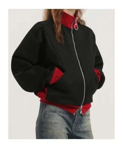 1989 STUDIO Ribbed Collar Zip-up Coat