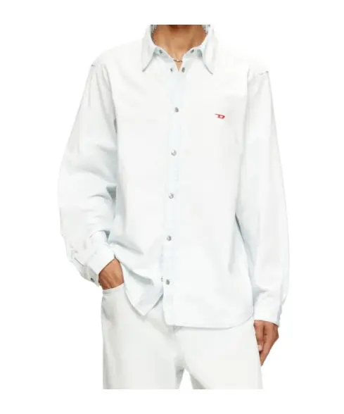 DIESEL® D-simply Logo-embroidered Cotton Shirt - Light Blue
