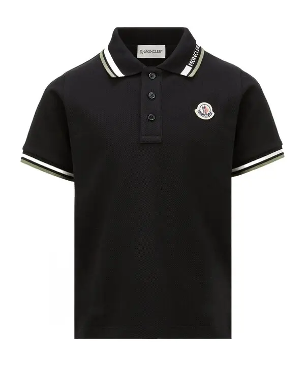 Moncler Tricolor-trimmed Cotton Piquet Polo Shirt - Black