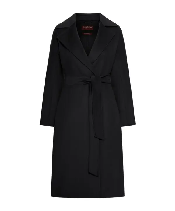 Max Mara Belted Long-sleeved Coat - Black