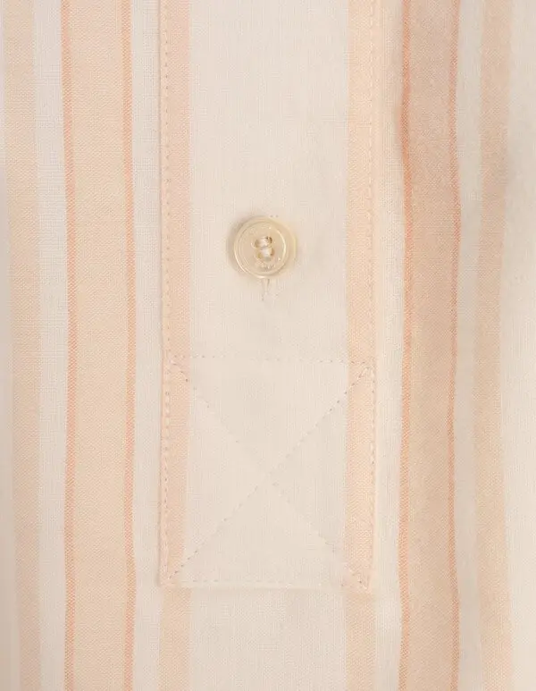 Chloé Long Sleeve Cropped Striped Shirt With Patch Pockets