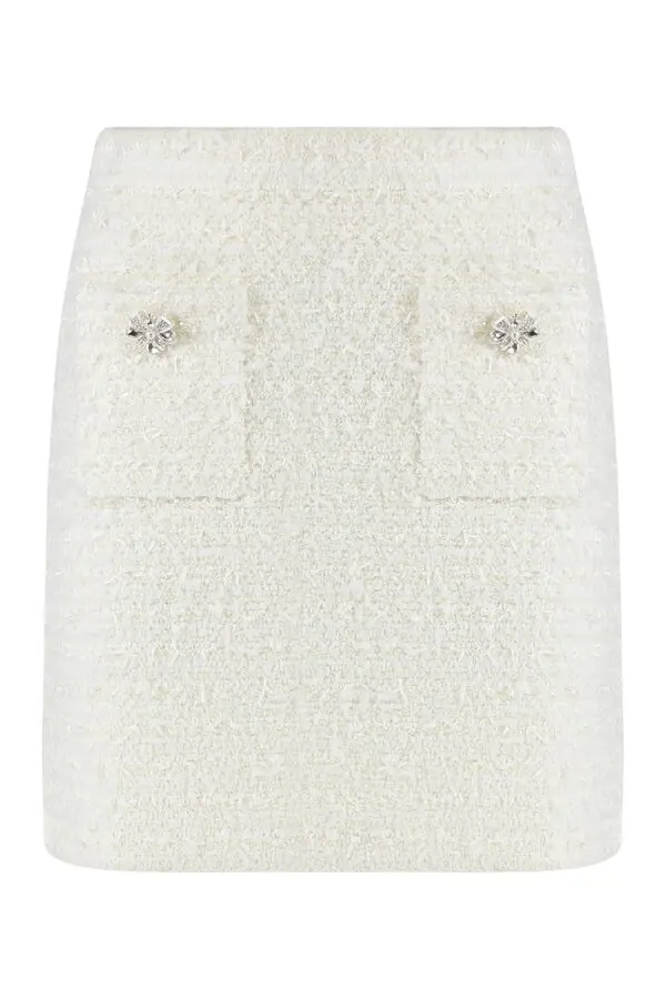 SELF-PORTRAIT Textured Knit Mini Skirt - Cream