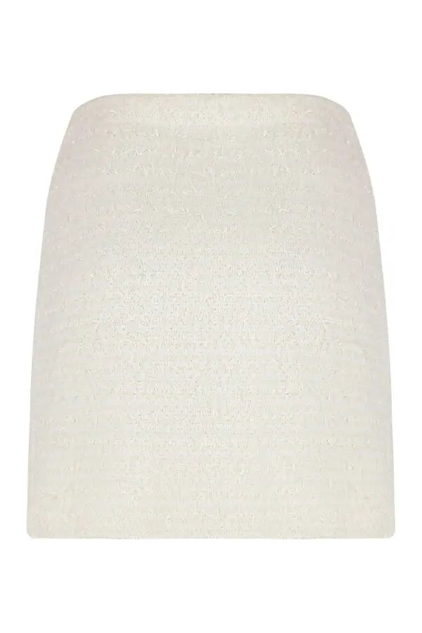 SELF-PORTRAIT Textured Knit Mini Skirt - Cream