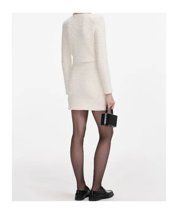 SELF-PORTRAIT Textured Knit Mini Skirt - Cream