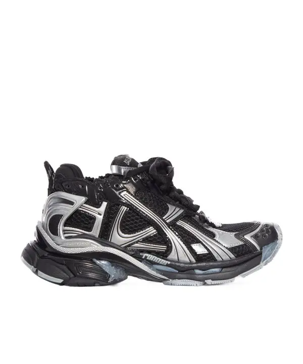 Balenciaga Mesh Panelled Lace-up Sneakers - Black