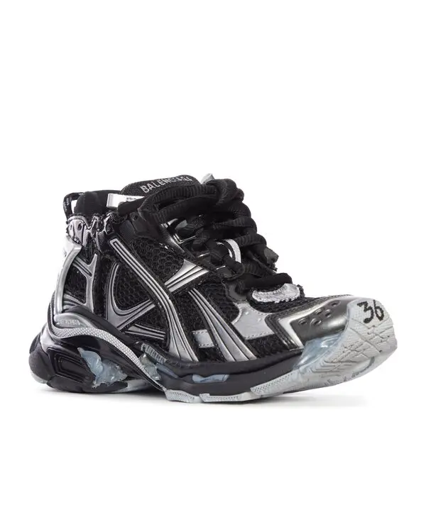 Balenciaga Mesh Panelled Lace-up Sneakers - Black