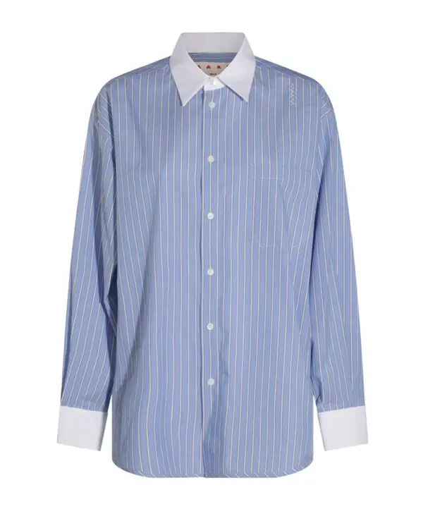 Marni Striped Shirt With Curved Hem And Button Cuffs