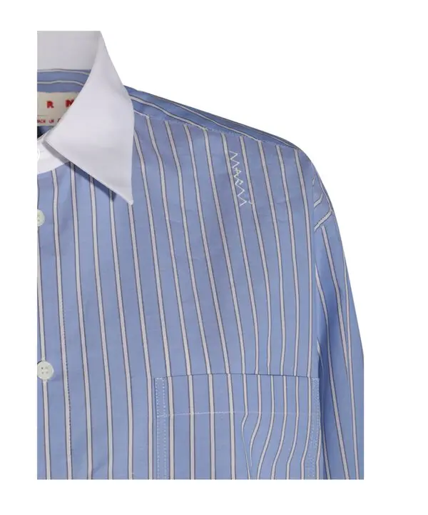 Marni Striped Shirt With Curved Hem And Button Cuffs