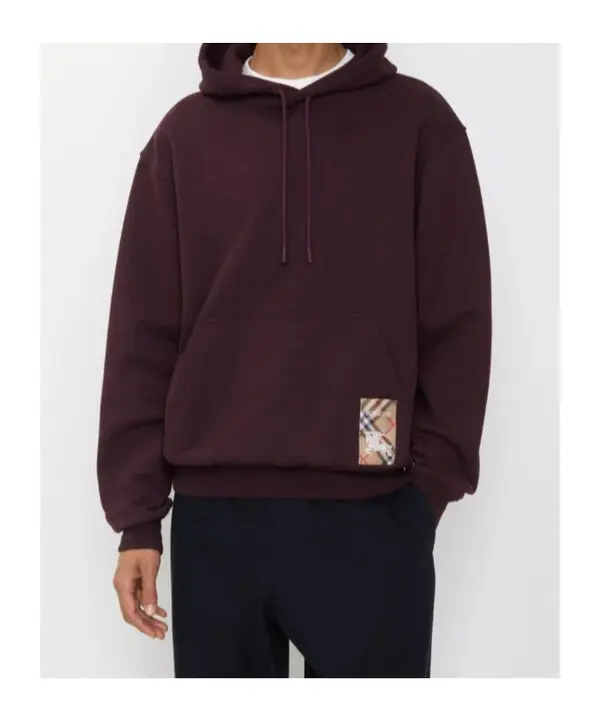 Burberry Checked Label Drawstring Hoodie