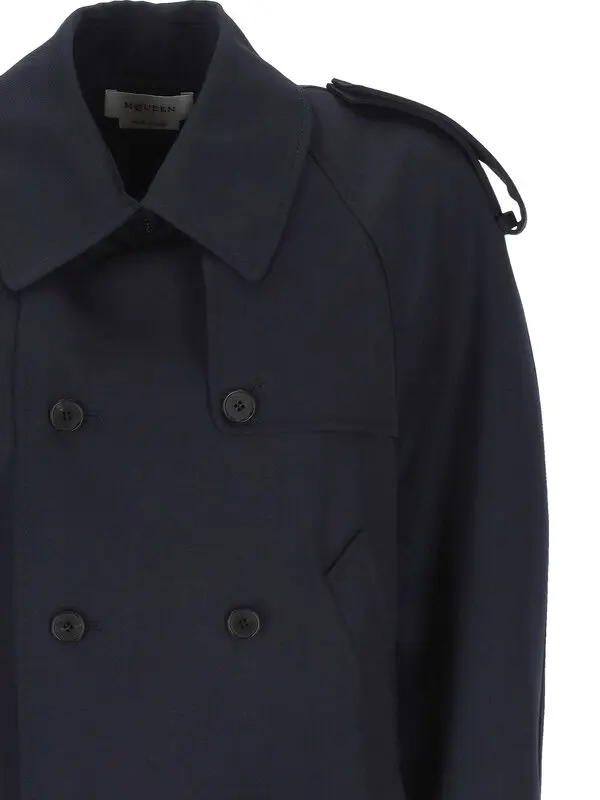 Alexander McQueen Double Breasted Trench Jacket - Black
