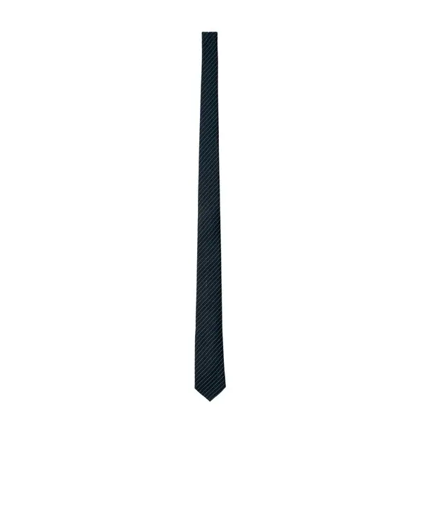 Saint Laurent Striped Silk Satin Tie - Black