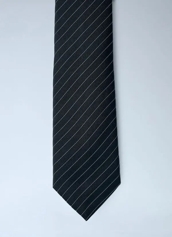 Saint Laurent Striped Silk Satin Tie