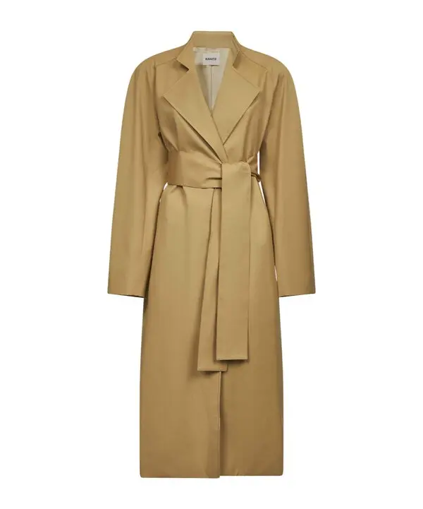 Khaite Long Sleeved Belted Coat - Green