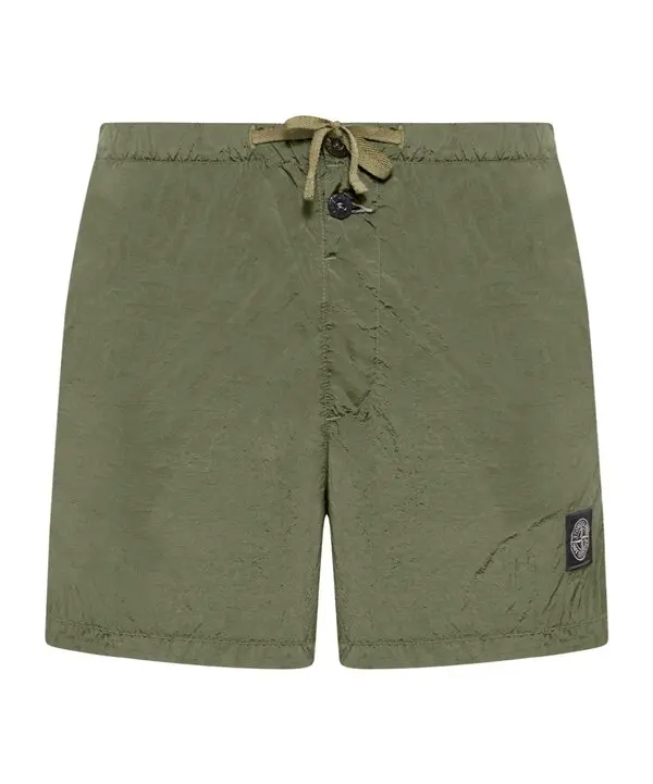 Stone Island Logo Patch Drawstring Shorts - Military Green