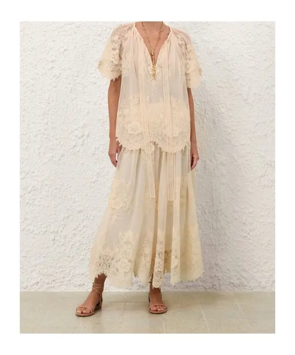 Zimmermann Luna Lace Maxi Skirt - Cream