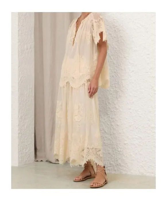 Zimmermann Luna Lace Maxi Skirt - Cream