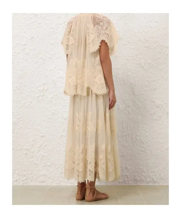 Zimmermann Luna Lace Maxi Skirt - Cream