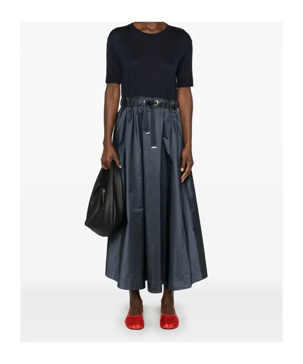 Herno Drawstring Waist Midi Dress - Black