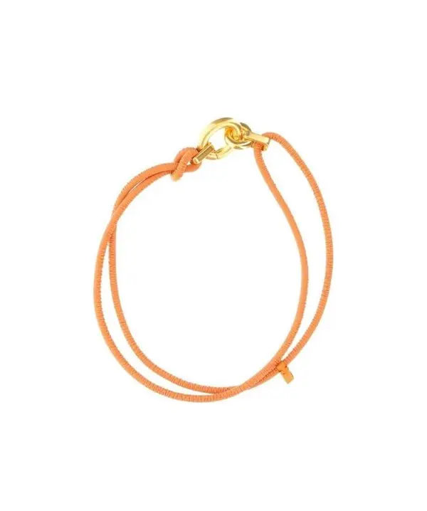 Bottega Veneta Cord Leather Belt With Gold Metal Accessories - Orange
