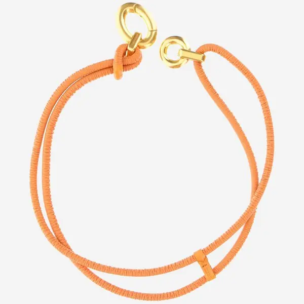 Bottega Veneta Cord Leather Belt With Gold Metal Accessories
