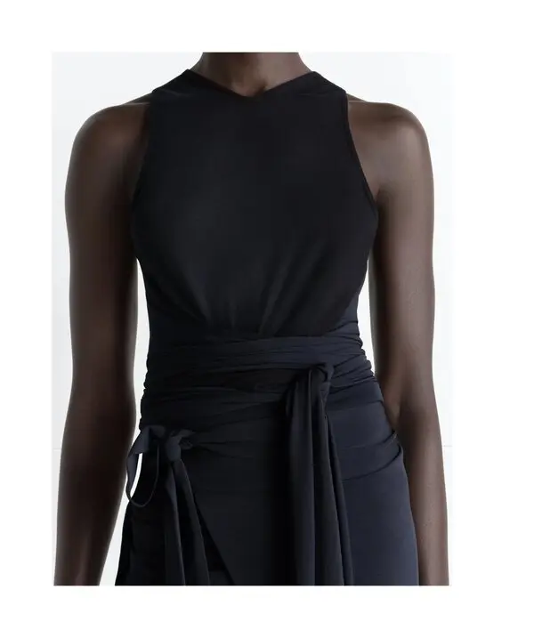 LEMAIRE Sleeveless Draped Wrap Top - Charcoal
