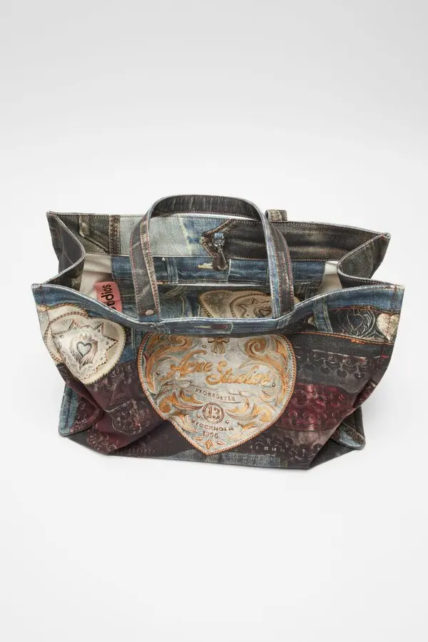 Acne Studios Denim-patch Heart Top Handle Bag