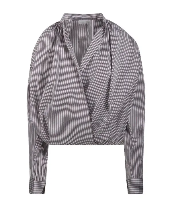 Dries Van Noten Striped Long Sleeve Shirt - Brown
