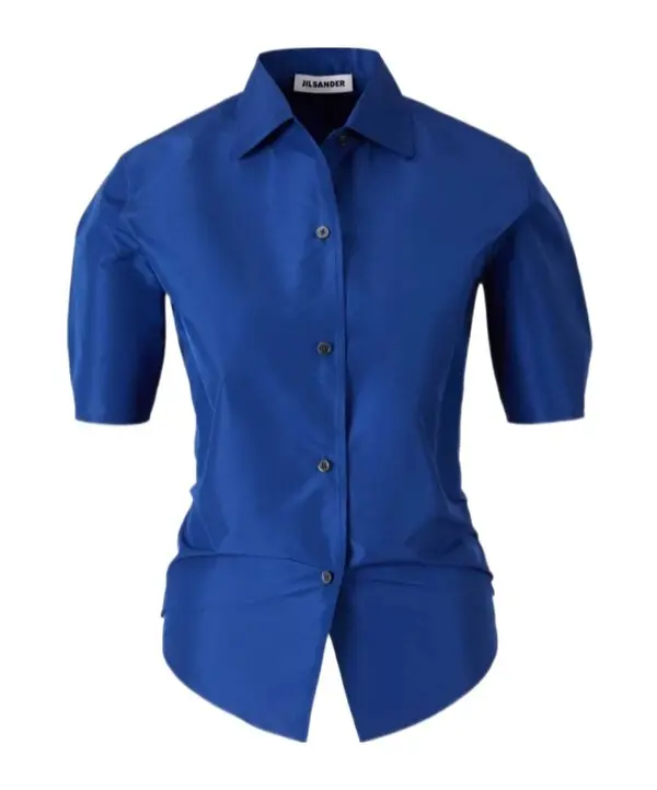 JIL SANDER Short-sleeved Collared Shirt With Slit Hem