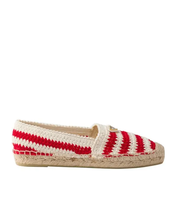 Prada Triangle Logo Crochet Espadrilles
