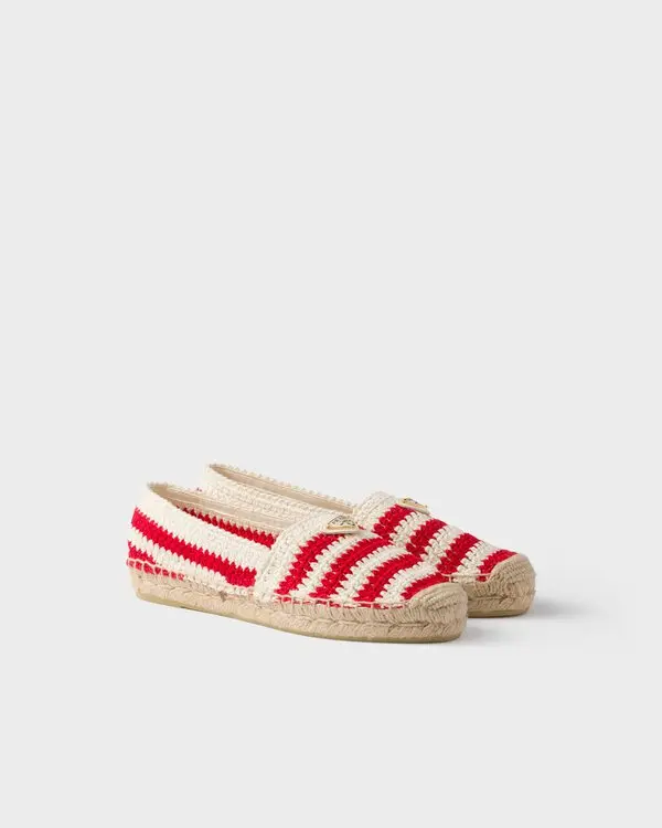 Prada Triangle Logo Crochet Espadrilles
