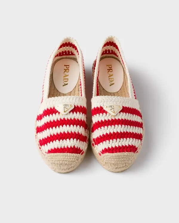 Prada Triangle Logo Crochet Espadrilles