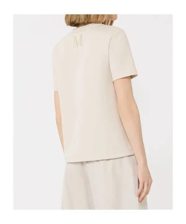 Max Mara Nancy Crewneck T-shirt With Embroidered Logo - Beige