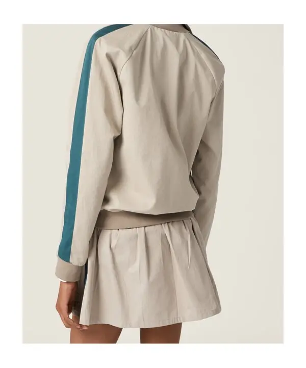 Miu Miu High-neck Zip-up Jacket With Lettering - Nude
