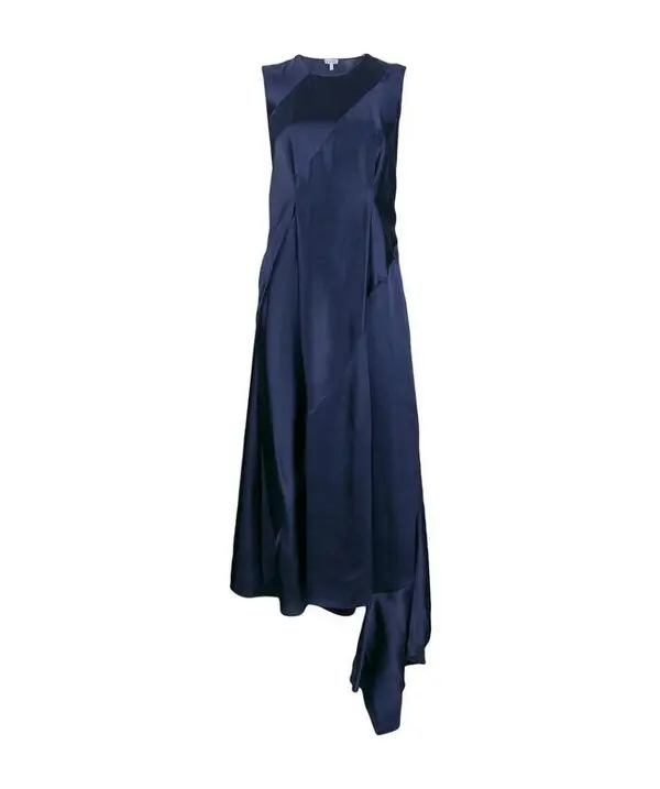 Loewe Asymmetric Panelled Dress - Navy Blue