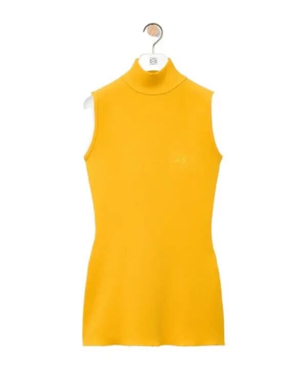 Loewe High-neck Ribbed Sleeveless Top - Yellow