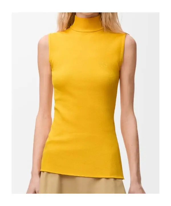 Loewe High-neck Ribbed Sleeveless Top - Yellow