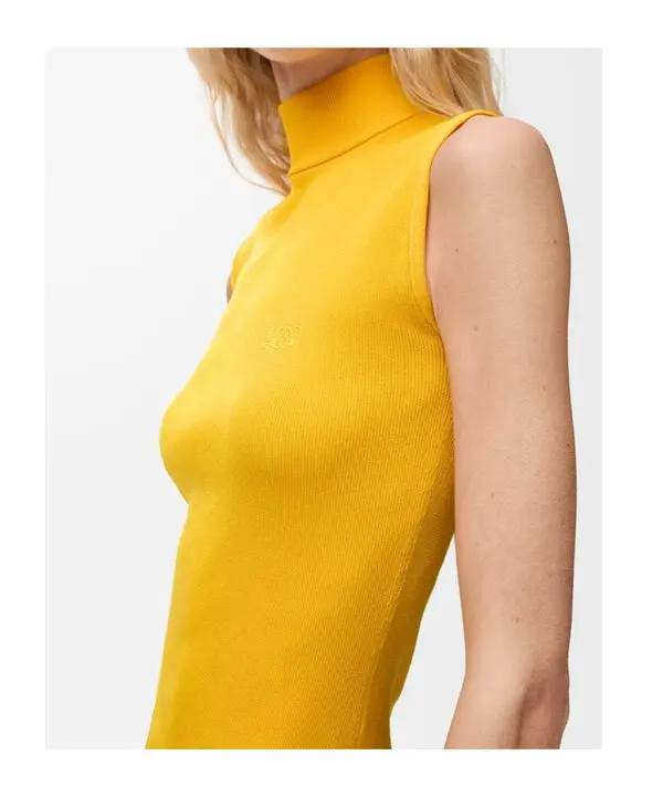 Loewe High-neck Ribbed Sleeveless Top - Yellow