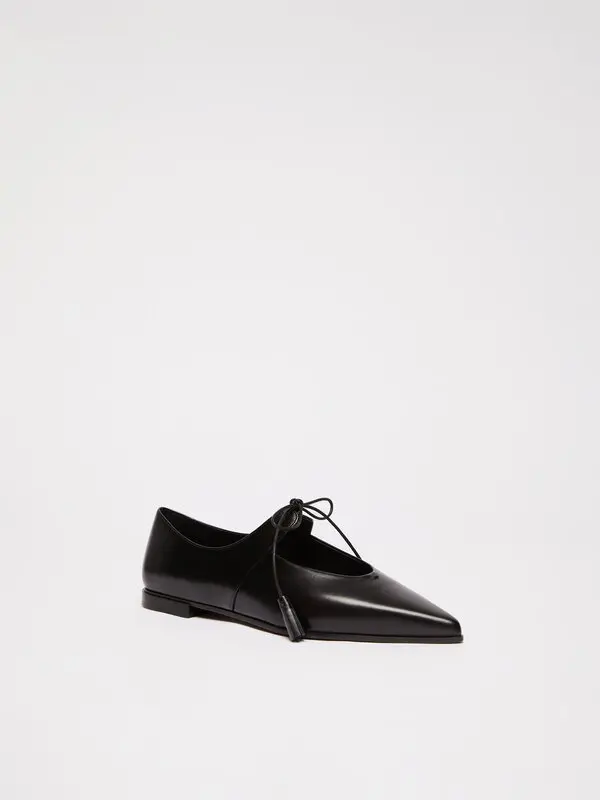 Max Mara Smooth Leather Ballerina Flats With Tassel Detail