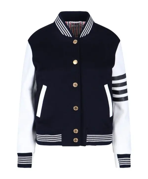 Thom Browne 4 Bar" Bomber Jacket - Navy Blue