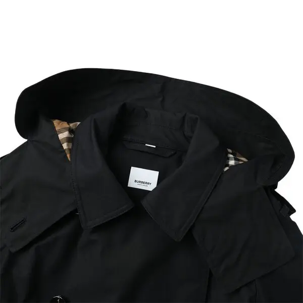 Burberry Long Sleeve Double Breasted Coat With Hood