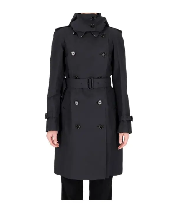 Burberry Long Sleeve Double Breasted Coat With Hood