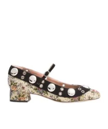 Valentino Garavani 30mm Mary Jane Pumps With Floral Pattern And Cut-out Details