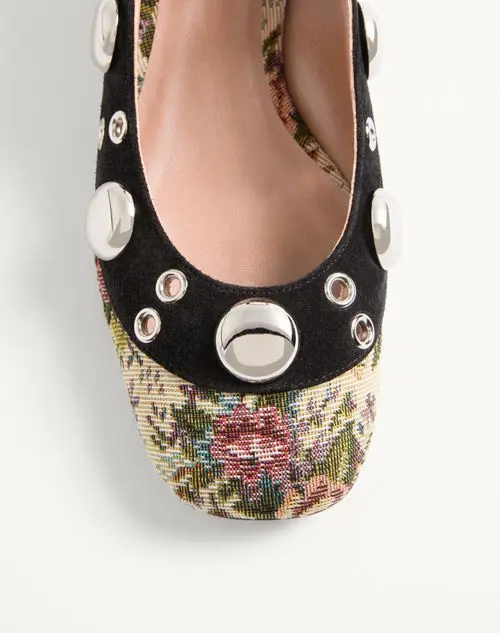 Valentino Garavani 30mm Mary Jane Pumps With Floral Pattern And Cut-out Details